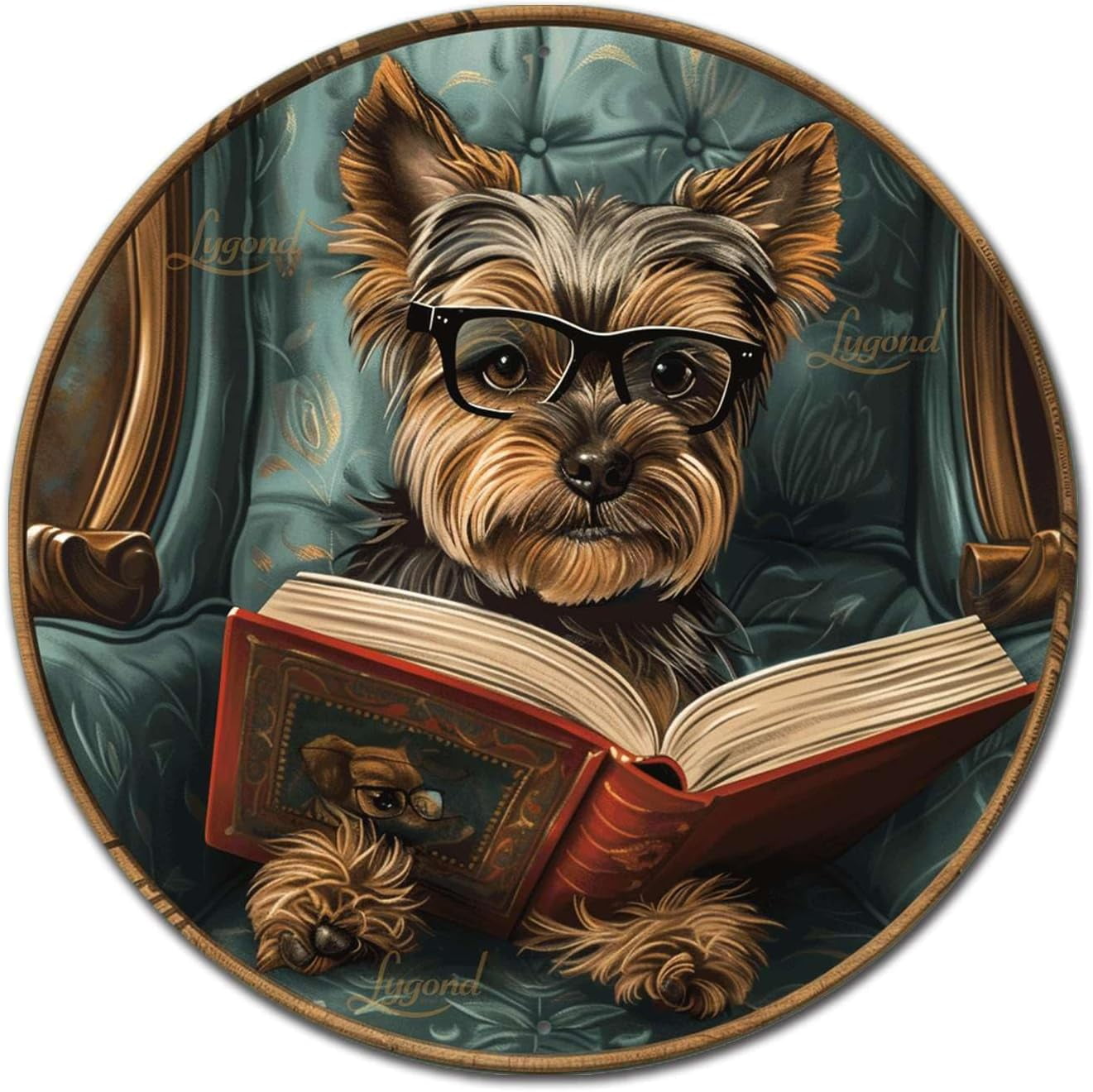 Metal Sign Intellectual Yorkie Reading Tin Sign A Quirky Wall Feature ...