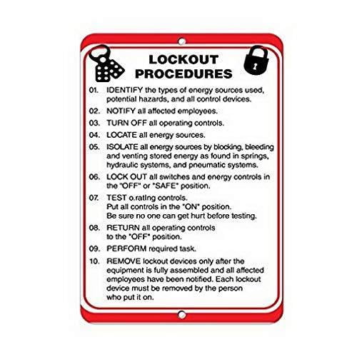 Metal Sign Lockout Identify Energy Sources Test Controls Perform Task ...