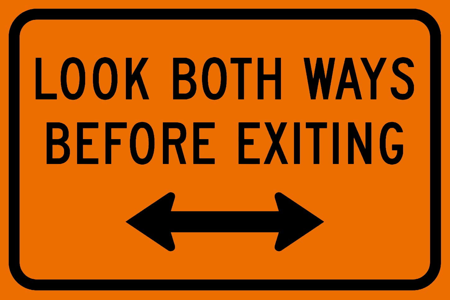 Metal Sign Look Both Ways Before Exiting (Bidirectional Arrow) Sign Size: 12 x 16 inch - Walmart.com