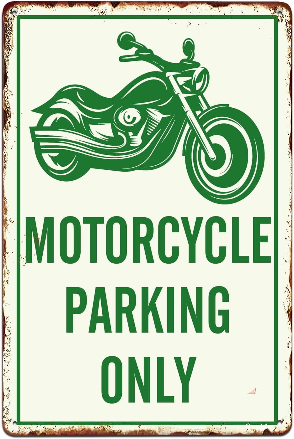 Metal Sign Motrocycle Parking Only Tin Sign Rustic Decor Retro Sign ...