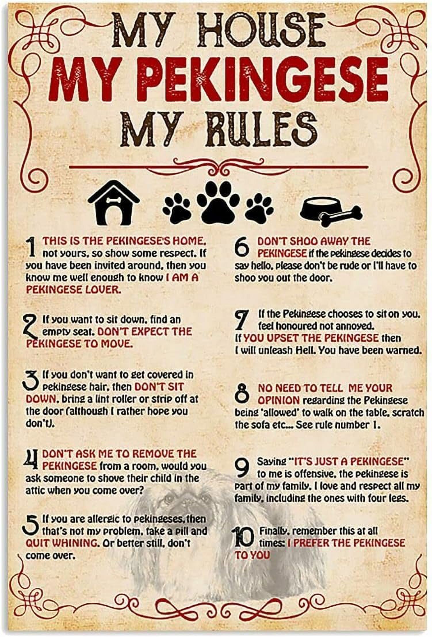 Metal Sign My House My Pekingese My Rules Sign Vintage Funny Sign Retro ...