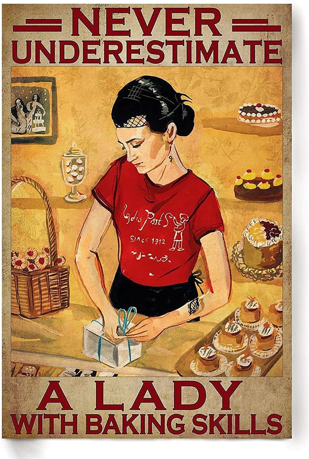 Metal Sign Never Underestimate Lady with Baking Skills Sign Vintage ...