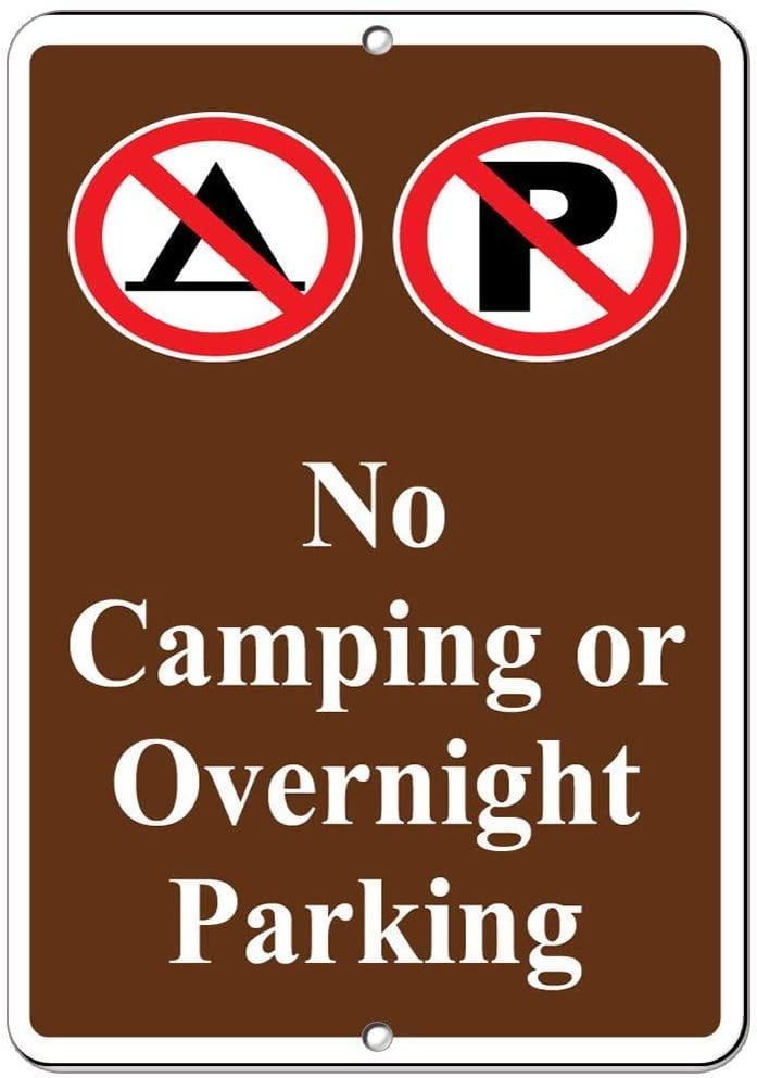 Metal Sign No Camping Or Overnight Parking Parking Sign 8" X 12"Wall ...