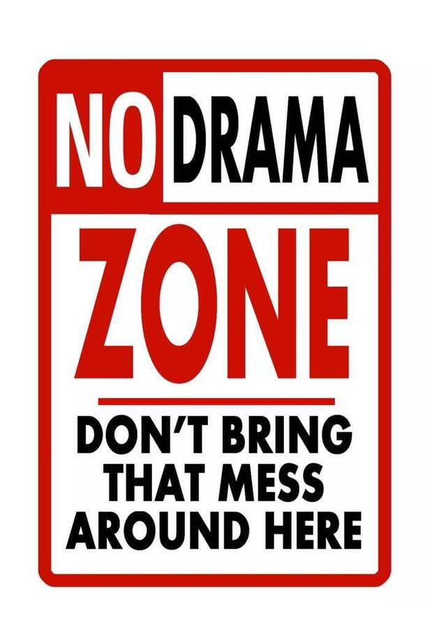Metal Sign No Drama Zone Mess Plate Home Wall Decor Bar Club Cave ...