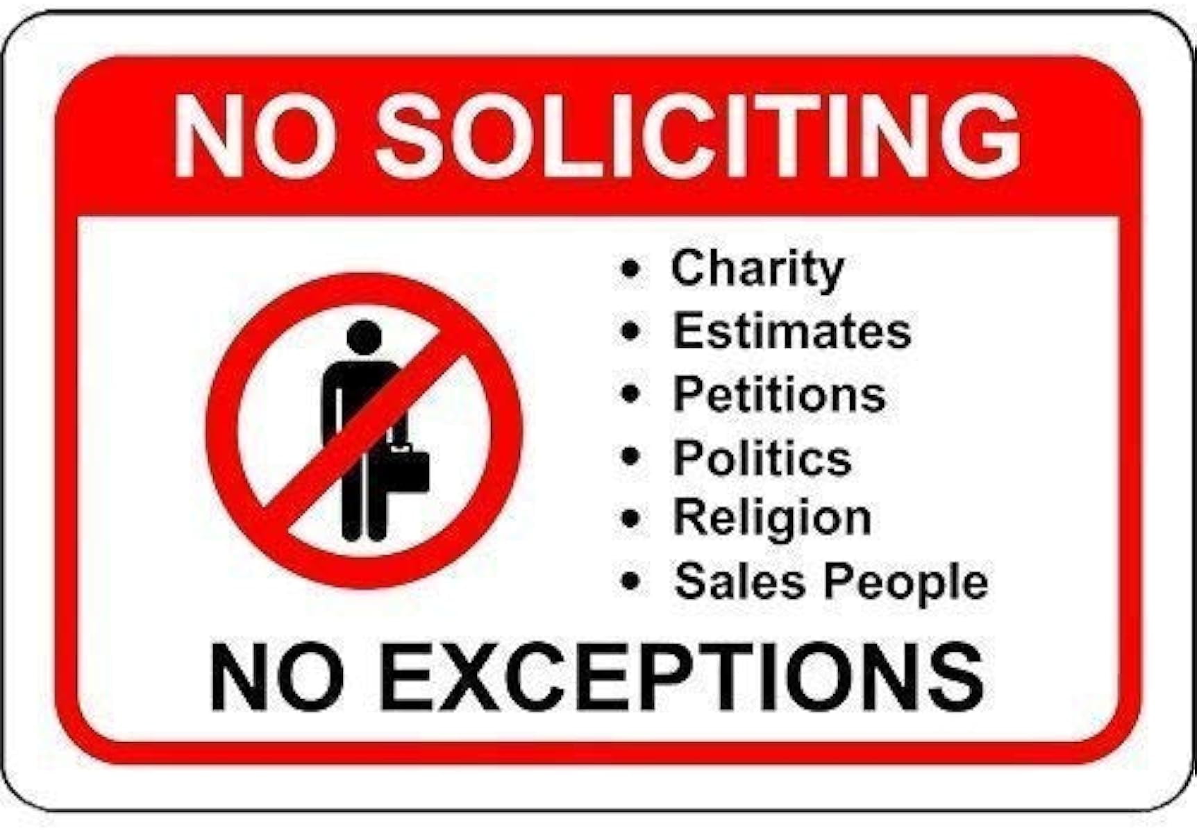 Metal Sign No Soliciting No Exceptions Signs Warning Sign Caution ...