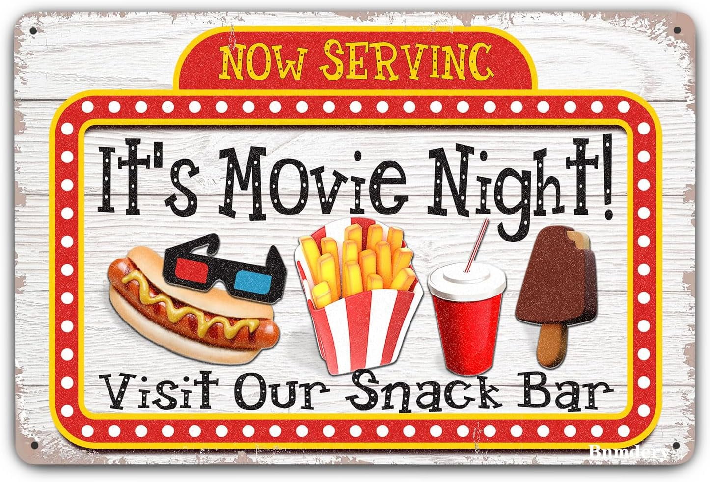 Metal Sign Now Serving Movie Night Retro Decor Home Bedroom Movie ...