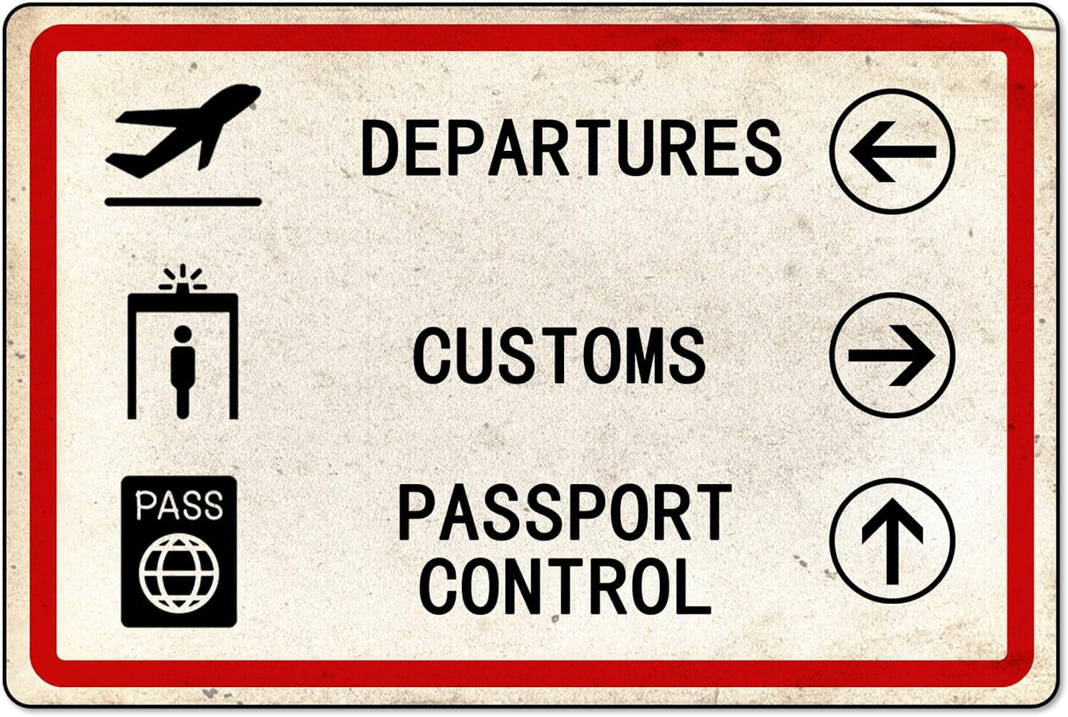 Metal Sign Old-Fashioned Departments Customs Passport Control Airport ...