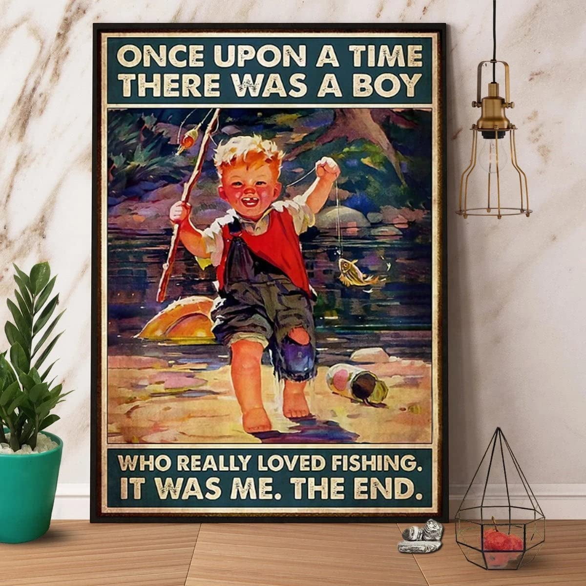 Metal Sign Once Upon A Time There was A Boy Loved Fishing Retro Signs ...