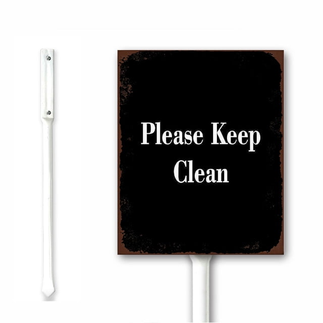 Metal Sign for Outdoor Please Keep Clean Yard Sign With Stake Black ...