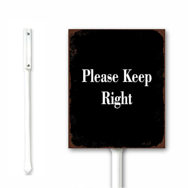 Metal Sign for Outdoor Please Keep Right Yard Sign With Stake Black ...