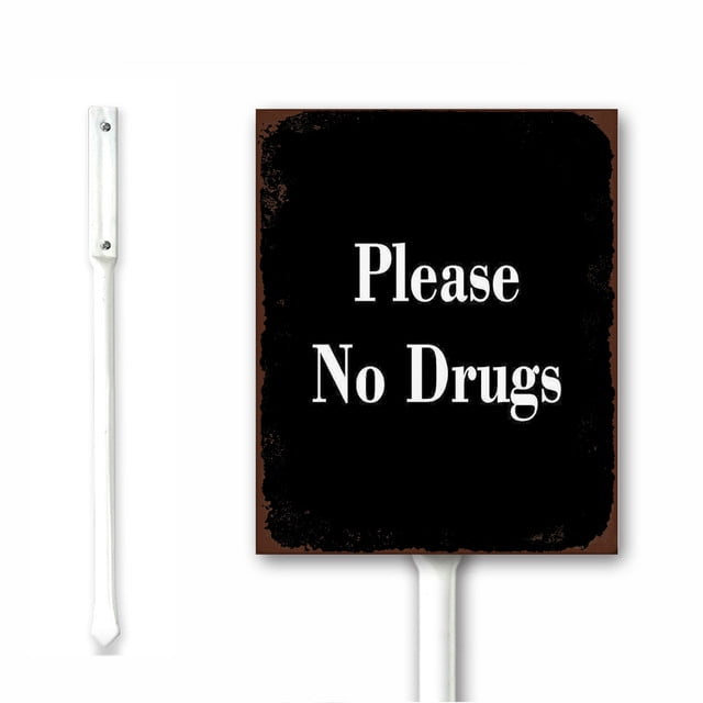 Metal Sign for Outdoor Please No Drugs Yard Sign With Stake Black ...