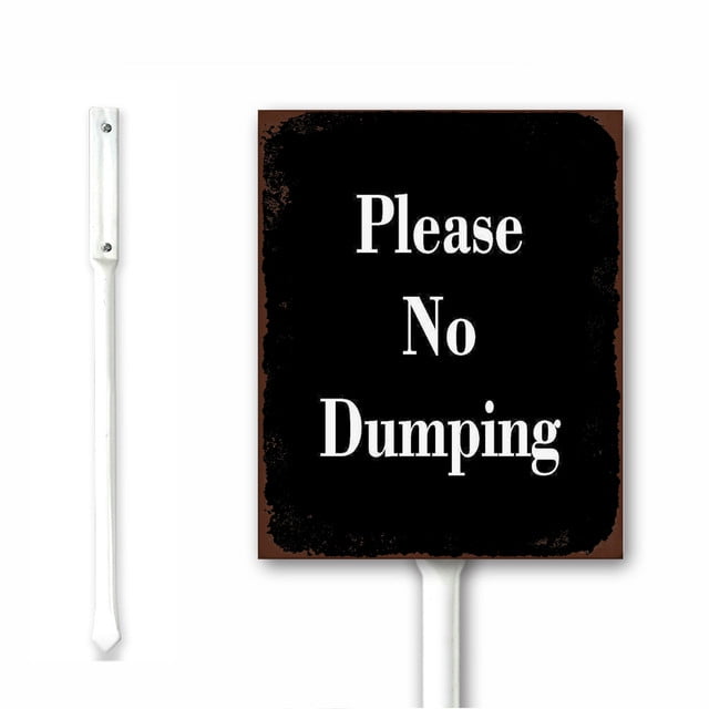 Metal Sign for Outdoor Please No Dumping Yard Sign With Stake Black ...
