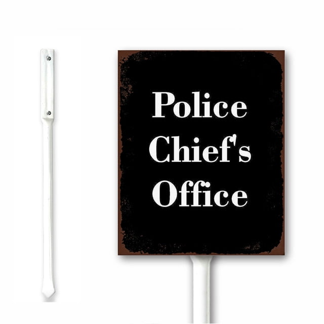 Metal Sign for Outdoor Police Chief's Office Yard Sign With Stake Black ...