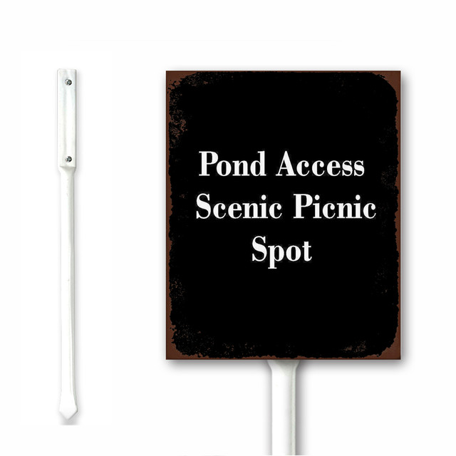 Metal Sign for Outdoor Pond Access - Scenic Picnic Spot Yard Sign With ...