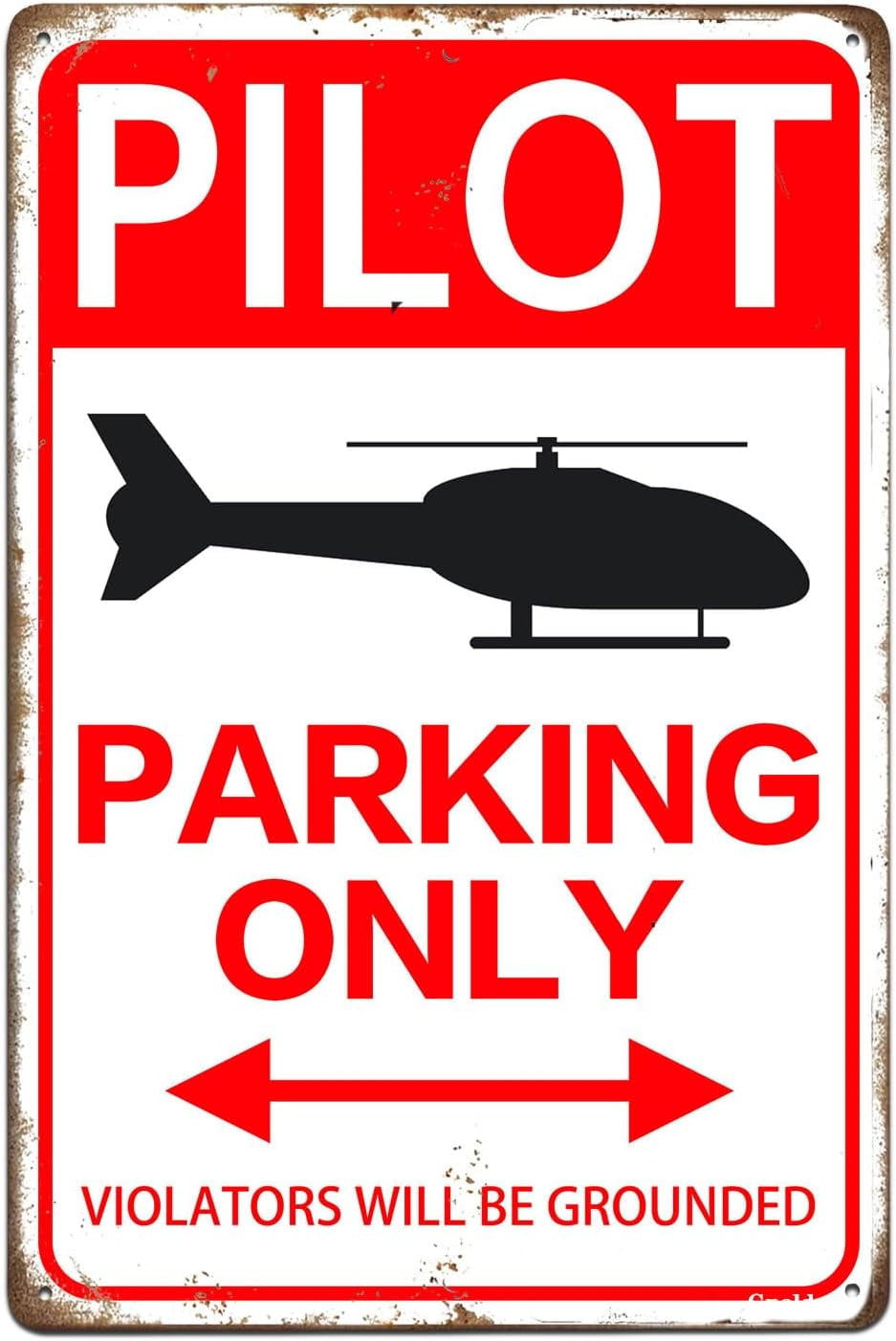 Metal Sign Pilot Parking Only Retro Rustic Decor Home Garage Park ...