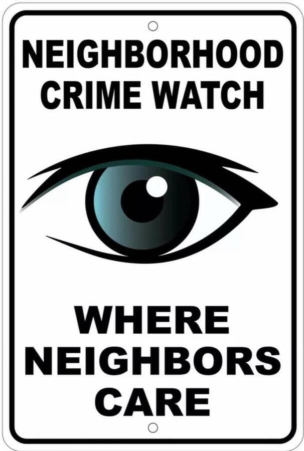 Metal Sign Plate Neighborhood Crime Watch Warning Wall Gate Street Tin ...