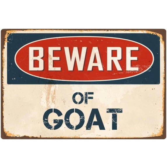 Metal Sign Plate Warning Beware Of Goat Animal Farm Caution Novelty ...