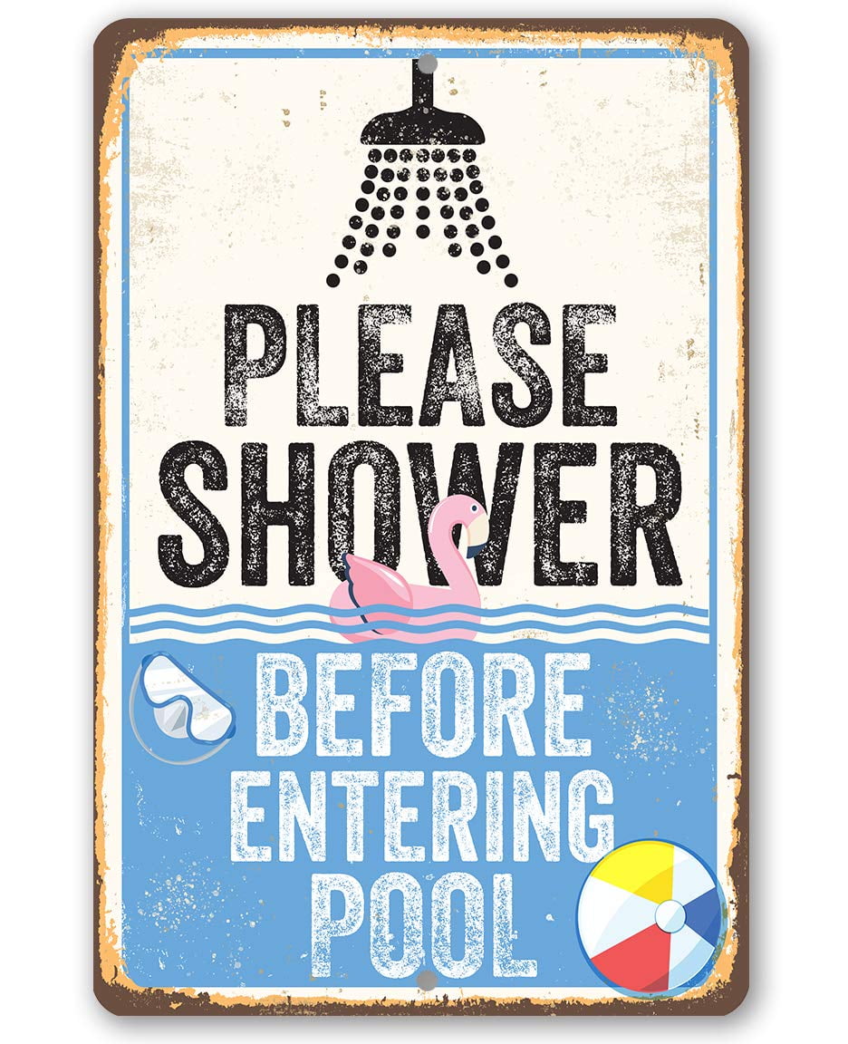 Metal Sign - Please Shower Before Entering Pool - Durable Metal Sign ...