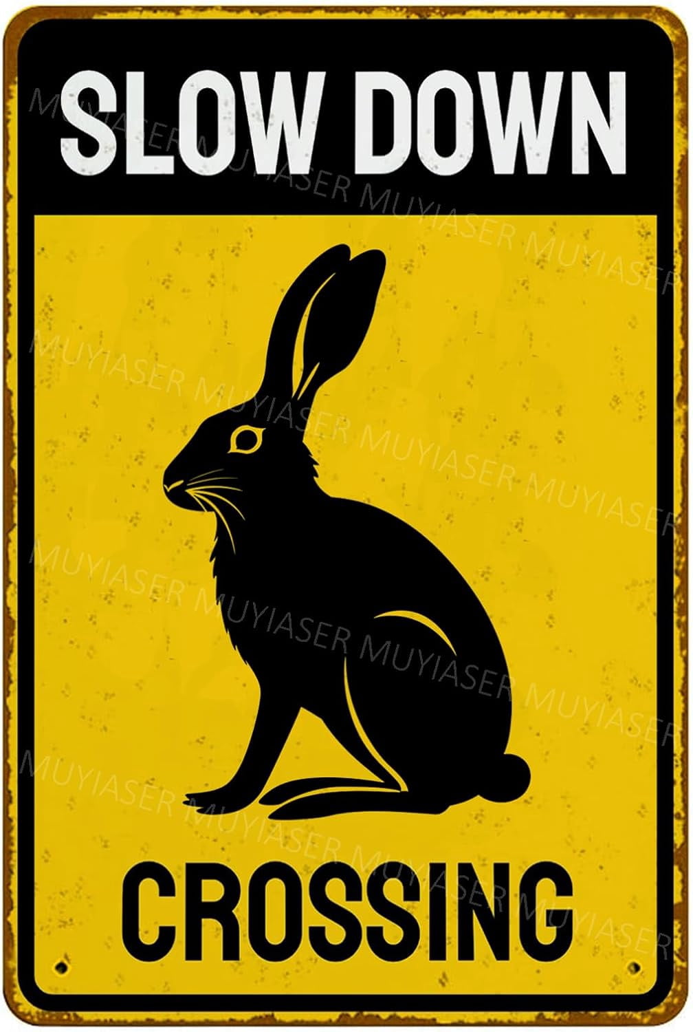 Metal Sign Rabbit Slow Down Crossing Sign Metal Tin Signs Warning Sign ...