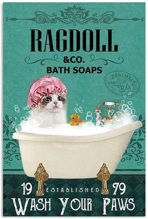 Metal Sign Ragdoll Co Bath Soaps Wash Your Paws Sign Vintage Funny Sign ...