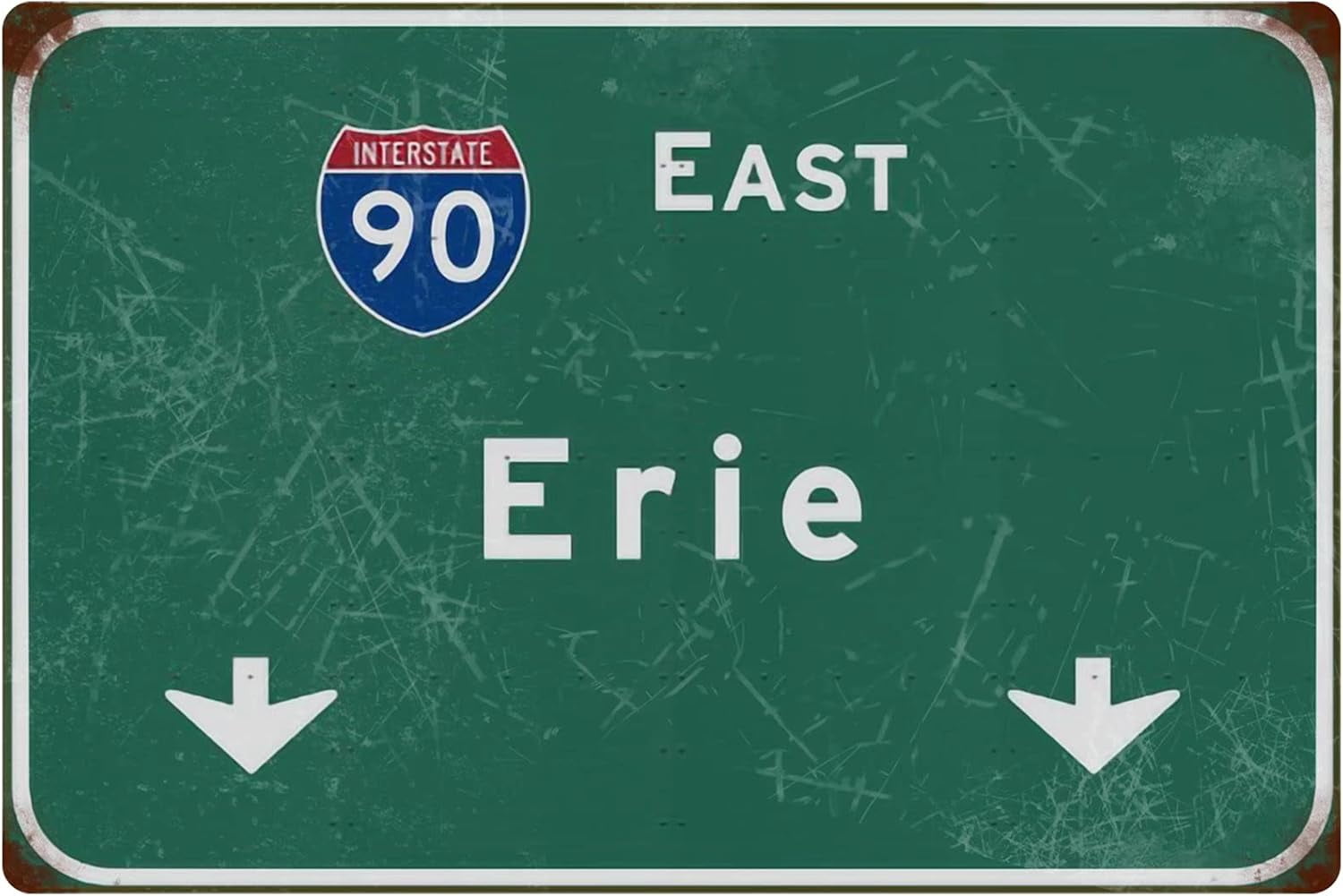 Metal Sign Retro East Erie Interstate 90 Road Sign Garage Airport Bar ...