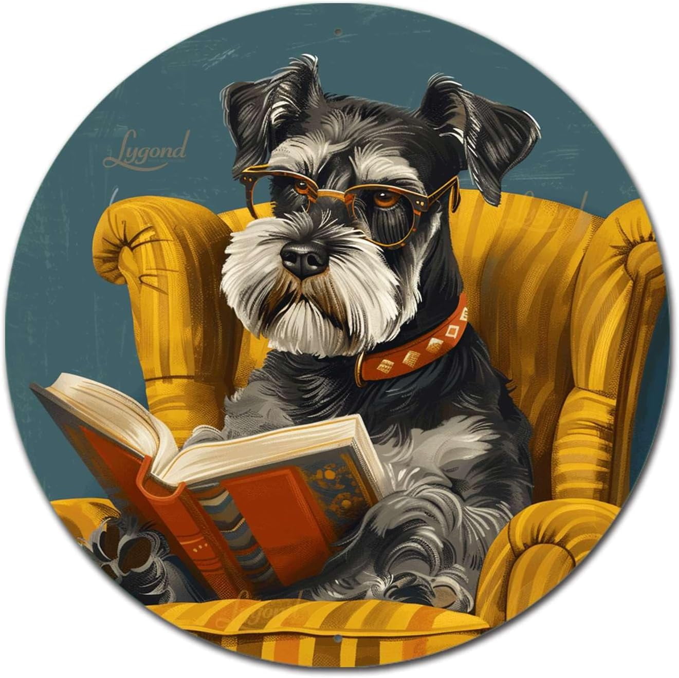 Metal Sign Scholarly Schnauzer Tin Sign A Brainy Breed For Pet Themed Interiors Home Libraries ...