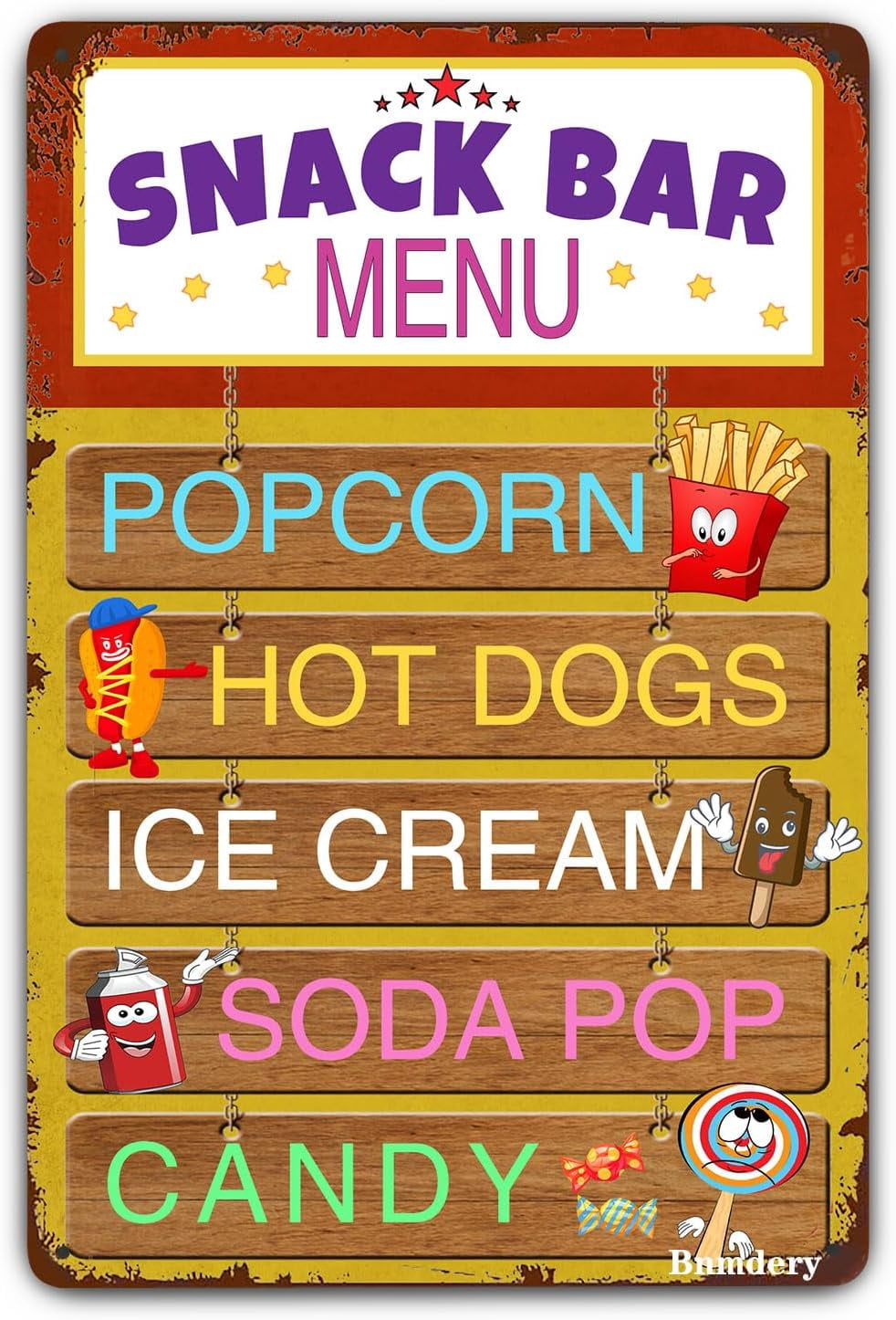 Metal Sign Snack Bar Menu Retro Decor Home Kitchen Bar Diner Cafe ...