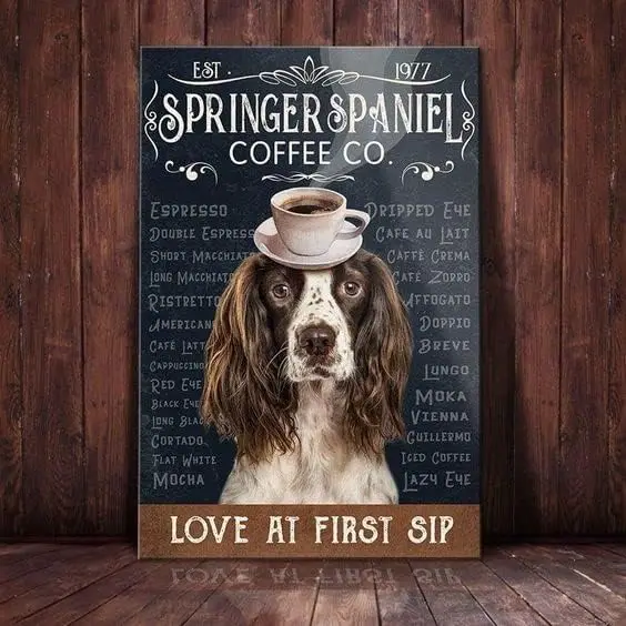 Metal Sign Springer Spaniel Dog Coffee Company Vintage Kitchen Signs ...