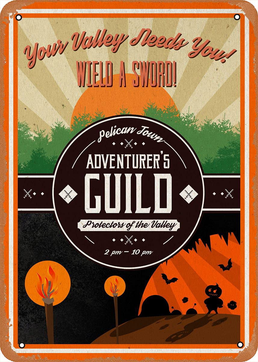 Metal Sign - Stardew Valley Posters Adventurers Guild - Vintage Look Aluminium Sign, Bar, Man ...