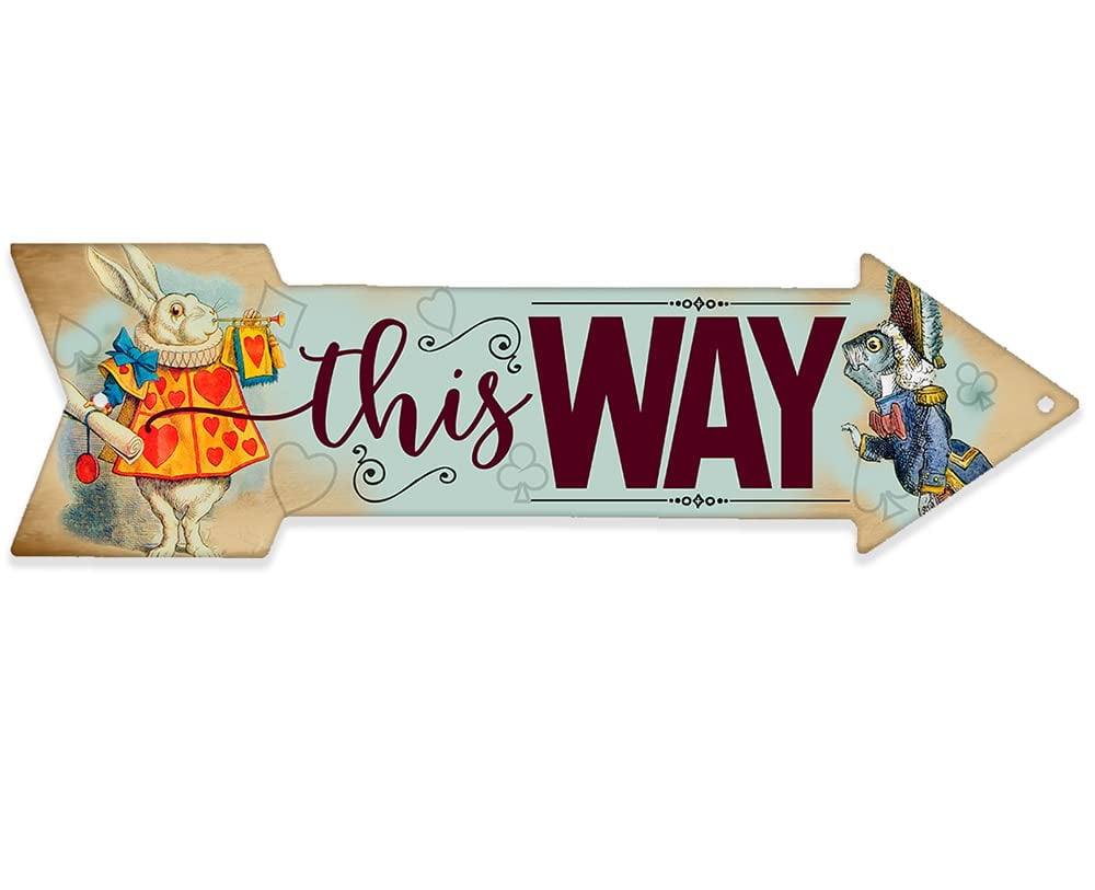 Metal Sign - This Way - White Rabbit - Directional Arrow Sign - Durable ...
