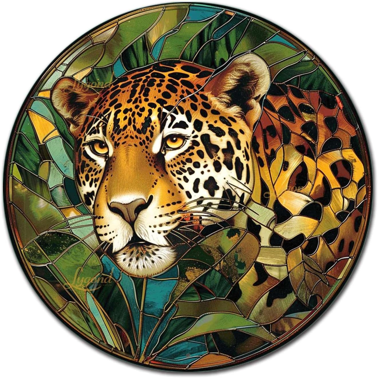Metal Sign Tin Sign Circular Stained Glass jaguar Tin Signs for Women ...