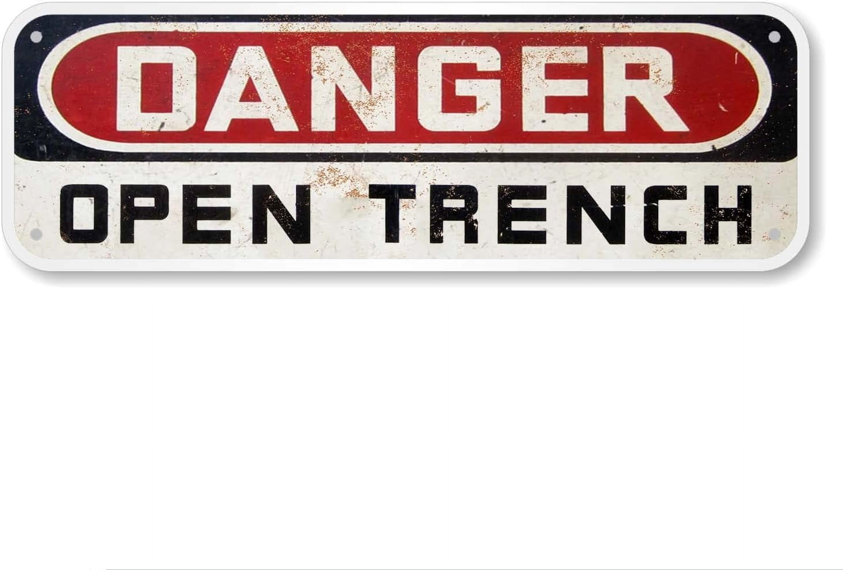 Metal Sign Tin Sign Danger Open Trench Funny Metal Signs Vintage Sign ...