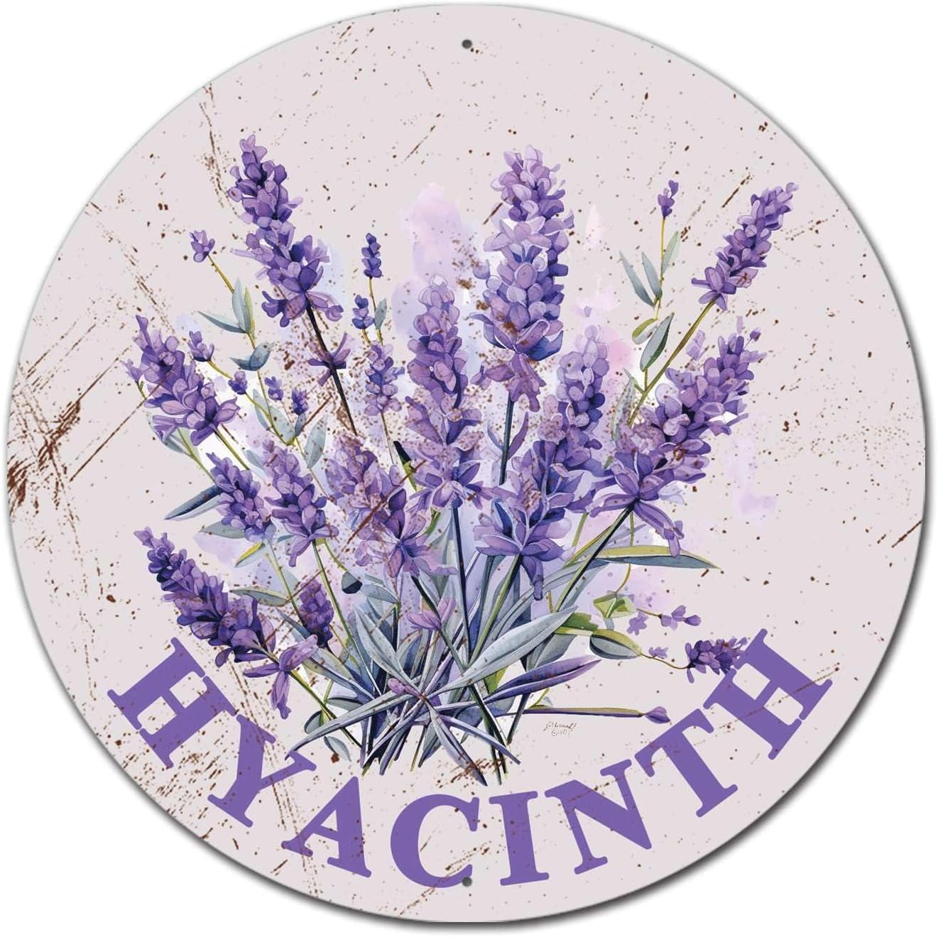 Metal Sign Tin Sign Retro Round Garden Flower Hyacinth Metal Garden ...