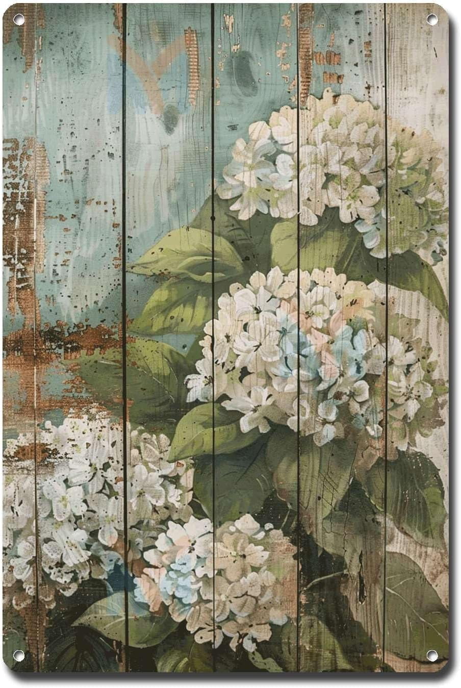 Metal Sign Tin Sign Vintage Shabby Chic Hydrangeas Tin Sign for Vintage ...