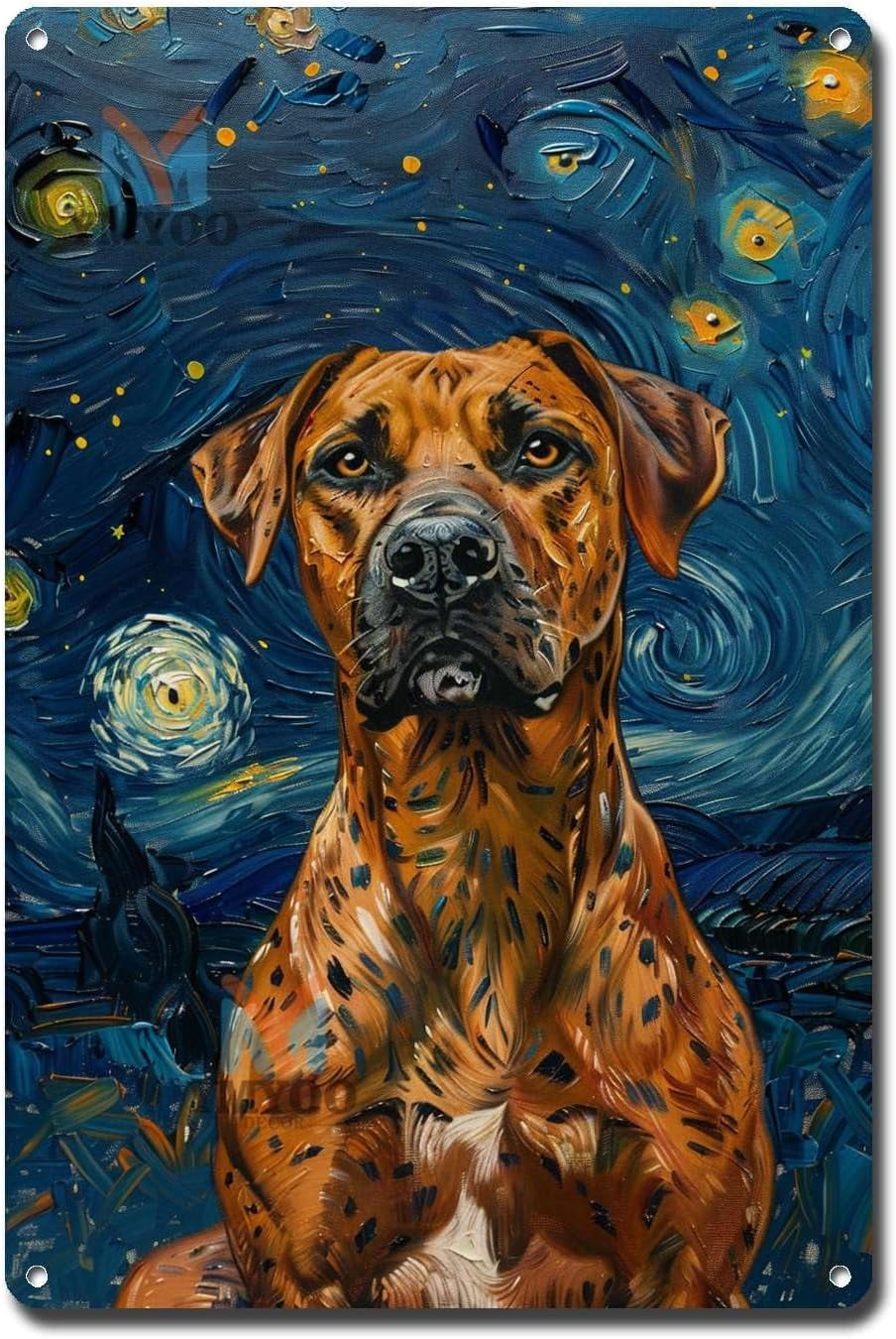 Metal Sign Tin Sign Vintage Wall Art Rhodesian Ridgeback Starry Night ...