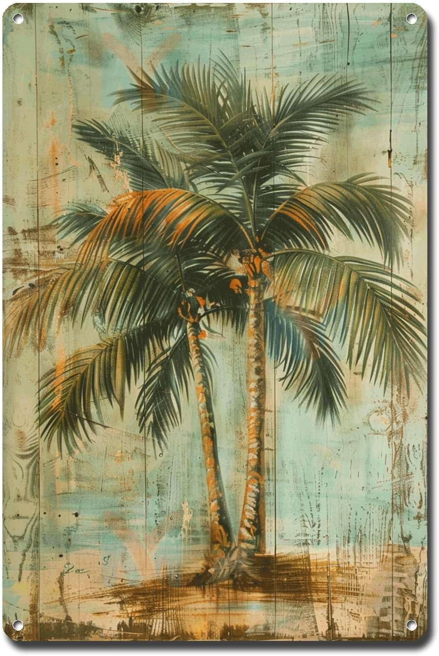 Metal Sign Tin Sign Vintage Wall Art Rustic Elegance Areca Palm Tin ...