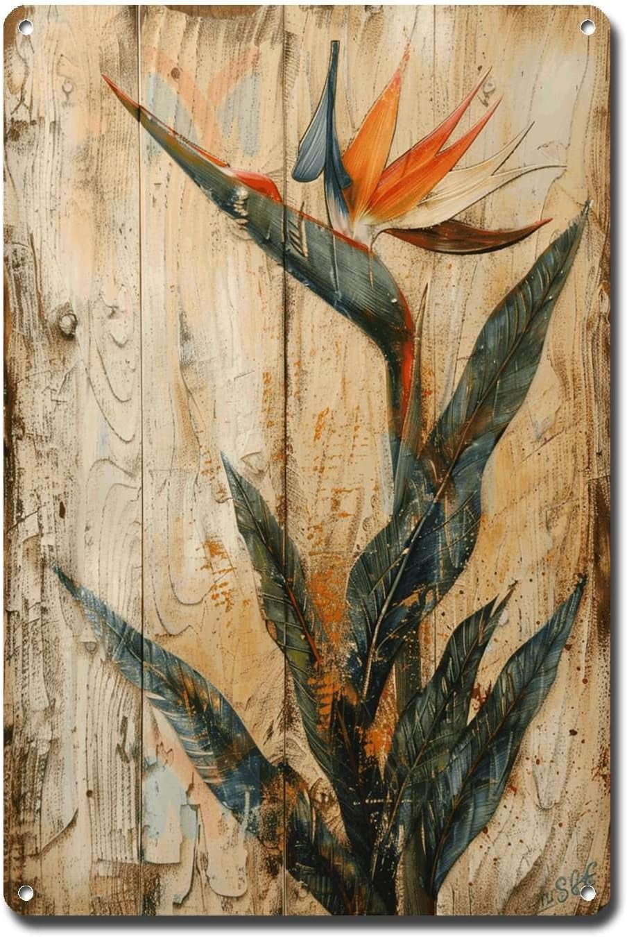 Metal Sign Tin Sign Vintage Wall Art Shabby Chic Bird of Paradise Tin ...