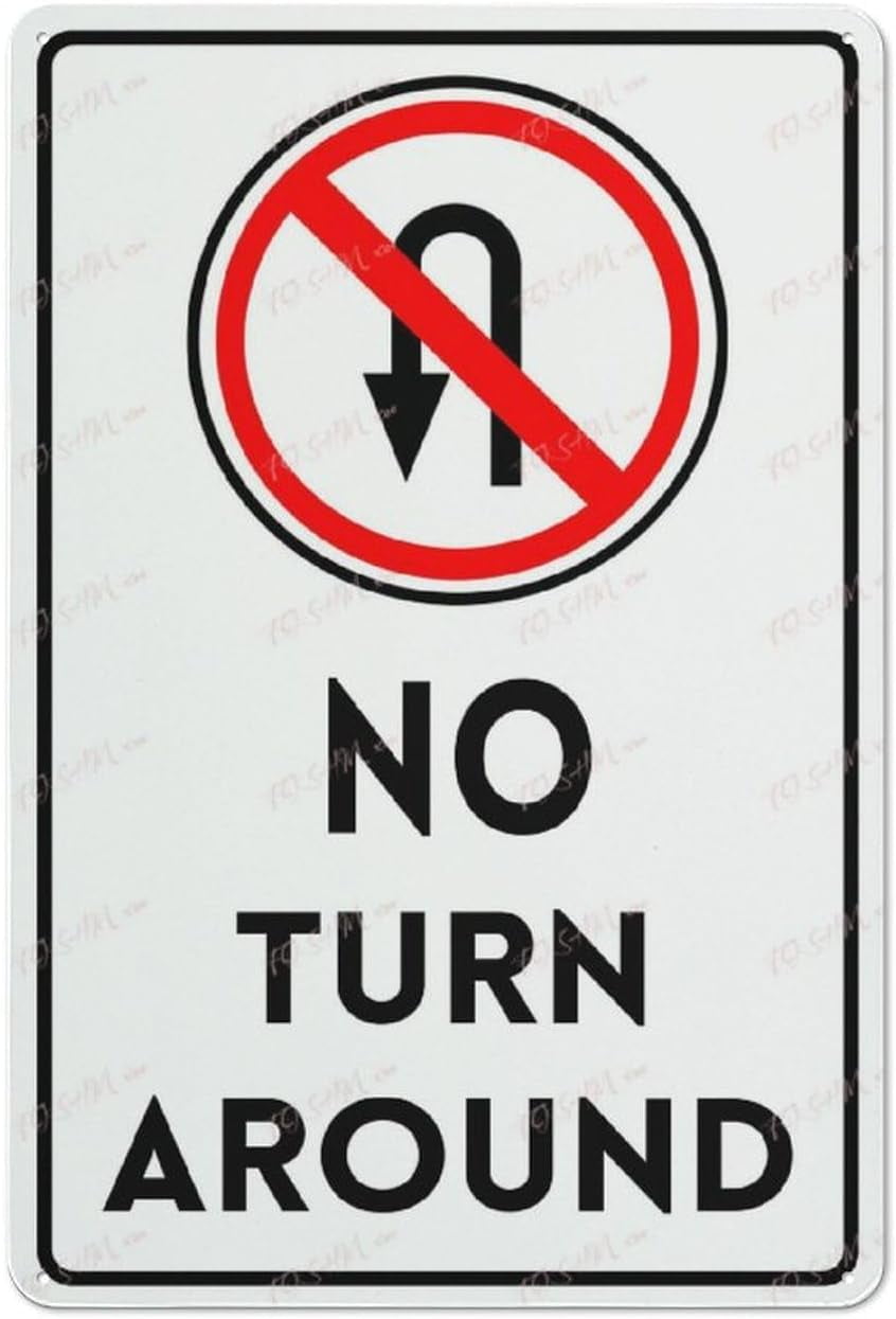 Metal Sign No Turn Around U-Turn With Graphic Traffic Street ...