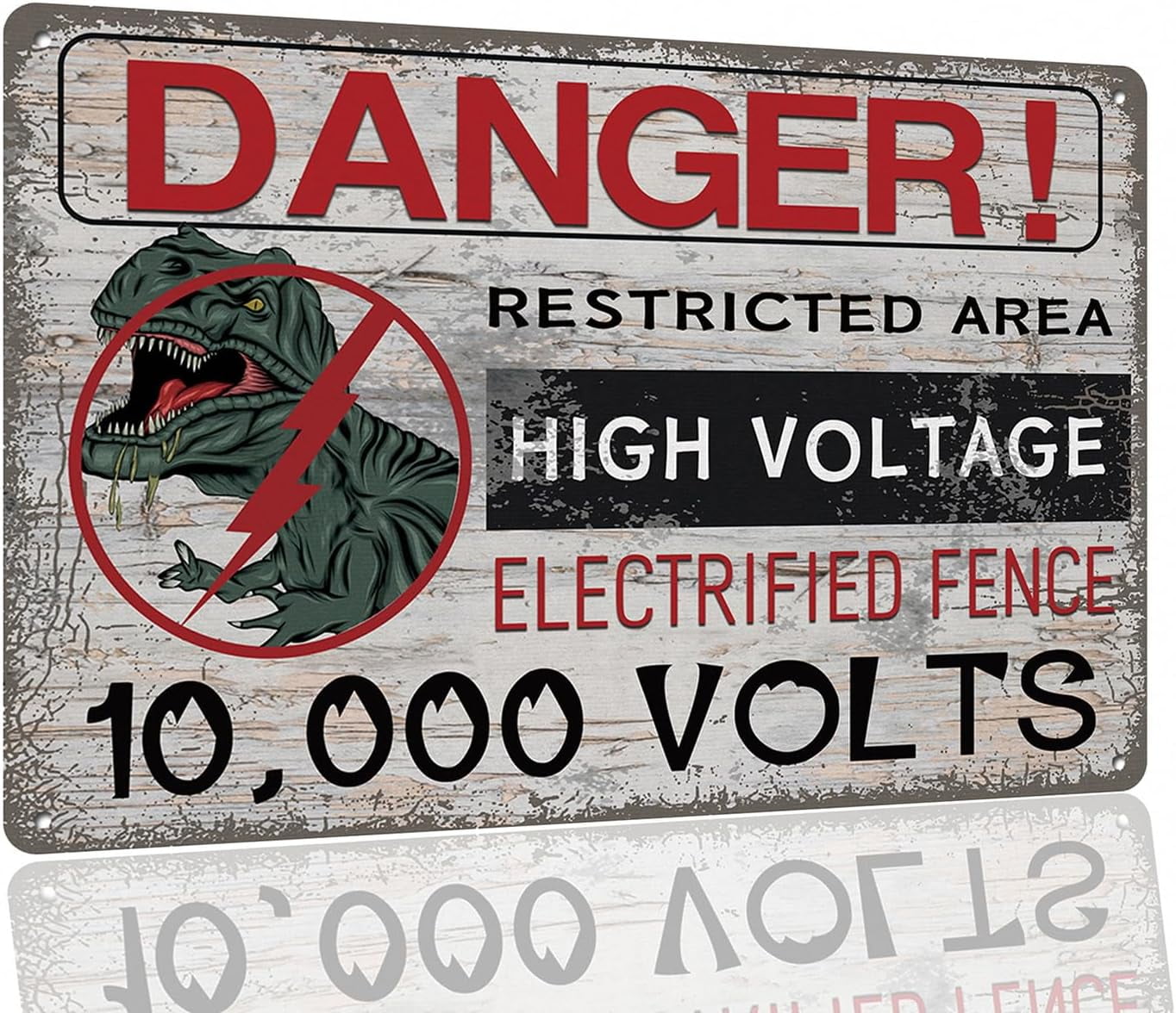 Metal Sign Wall Decor Danger High Voltage Metal Warning Sign Dinosaur ...