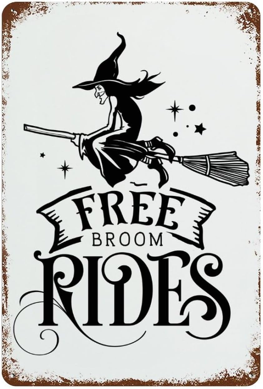Metal Sign Wall Decor, Free Broom Rides Poster Modern Motivational ...