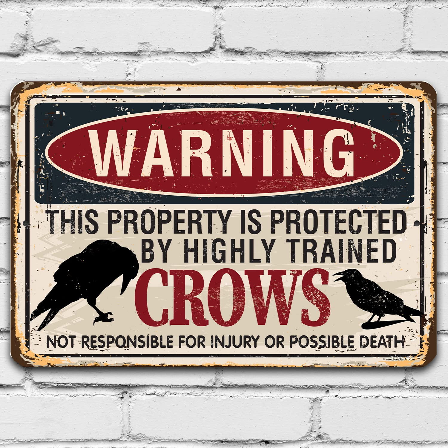 Metal Sign - Warning Property Crows - Durable Metal Sign - Use Indoor ...