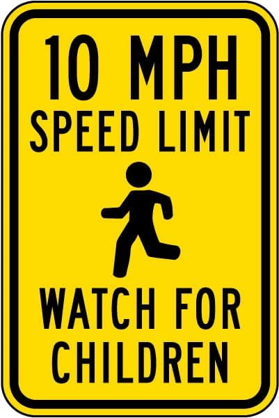 Metal Sign Warning Tin Sign 10 MPH Speed Limit Watch For Children ...