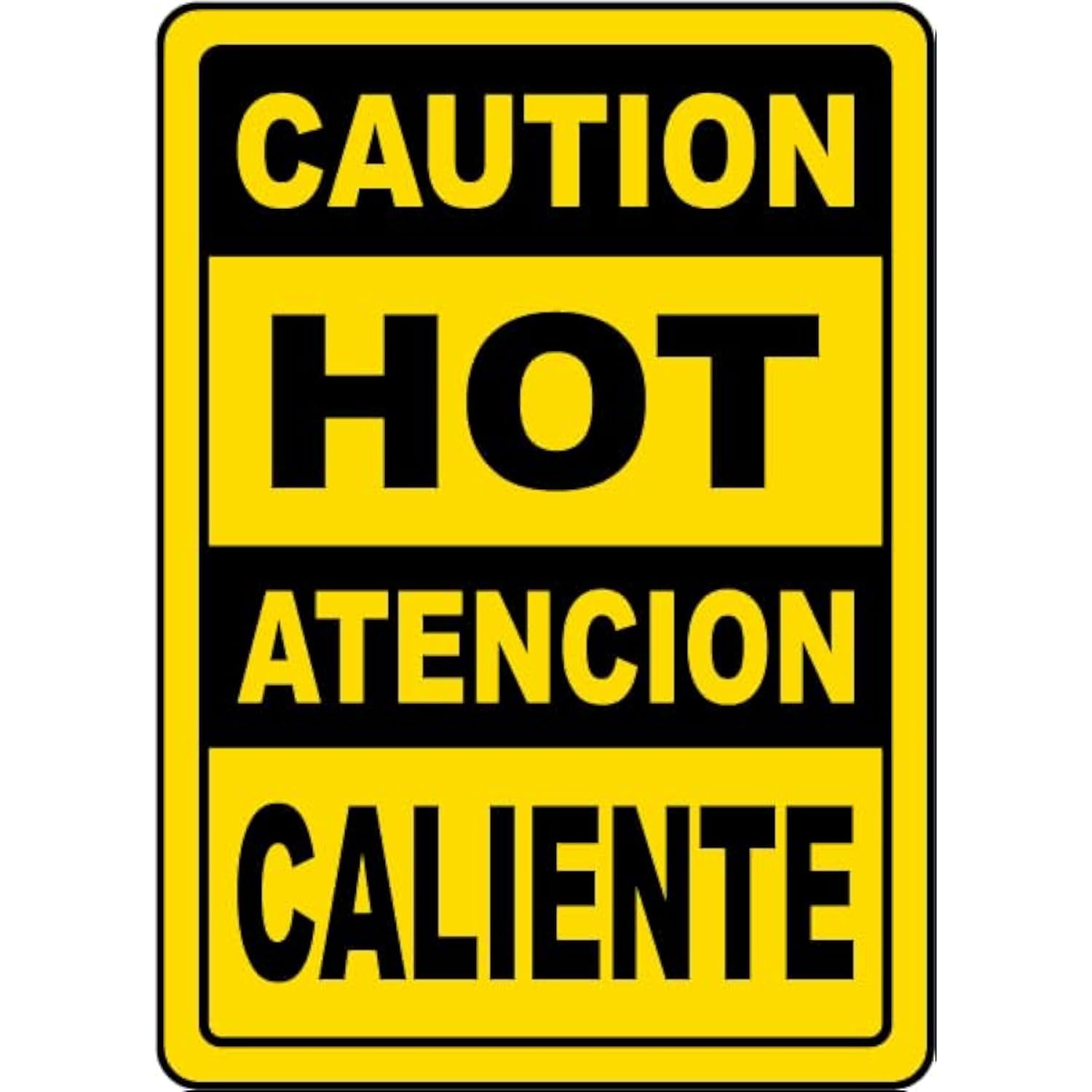 Metal Sign Warning Tin Sign Caution Hot. Atencion Caliente Aluminum ...