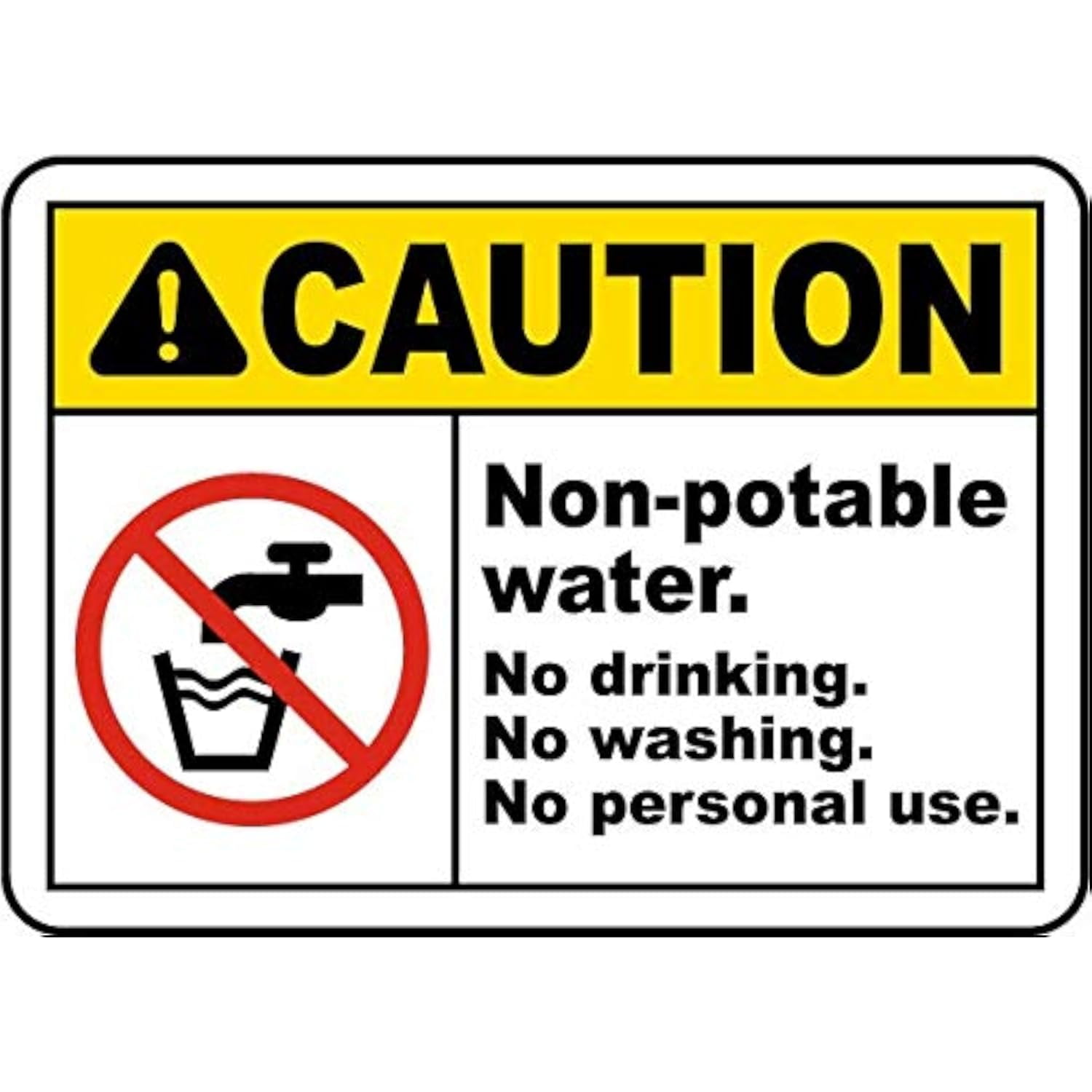 Metal Sign Warning Tin Sign Caution Non-Potable Water. No Drinking. No ...