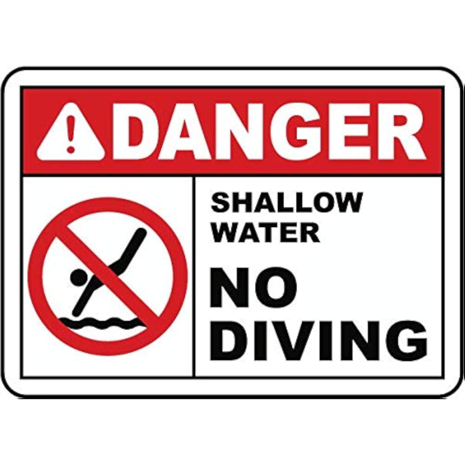 Metal Sign Warning Tin Sign Danger No Diving In Shallow Water Aluminum ...