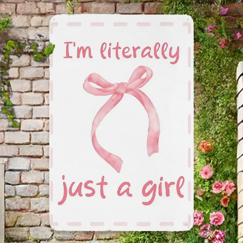 Metal Signage, Pink Bow Boy Girl Poster, Elegant Wall Decoration, Room ...