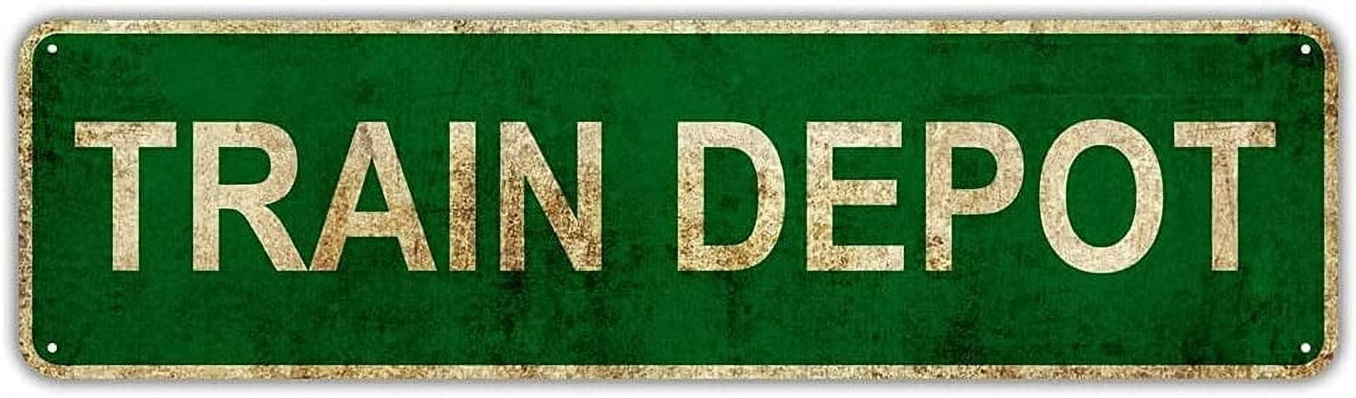 Metal Signs 4x16 Inches Tin Retro Style Train Depot Street Amusement ...
