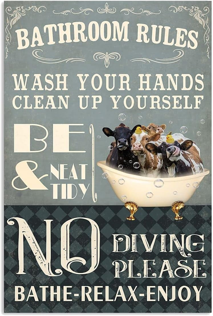 Metal Signs Bathroom Rules Wash Your Hands Clean Up Yourself Signs ...