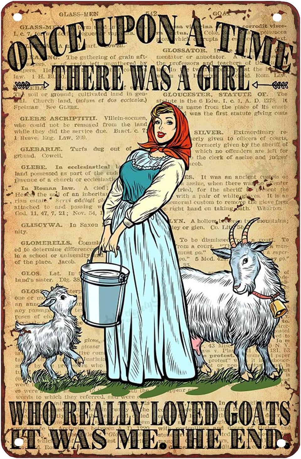 Metal Signs for Bedroom Farming Girl Goat Goat Signs Metal Tin Sign ...