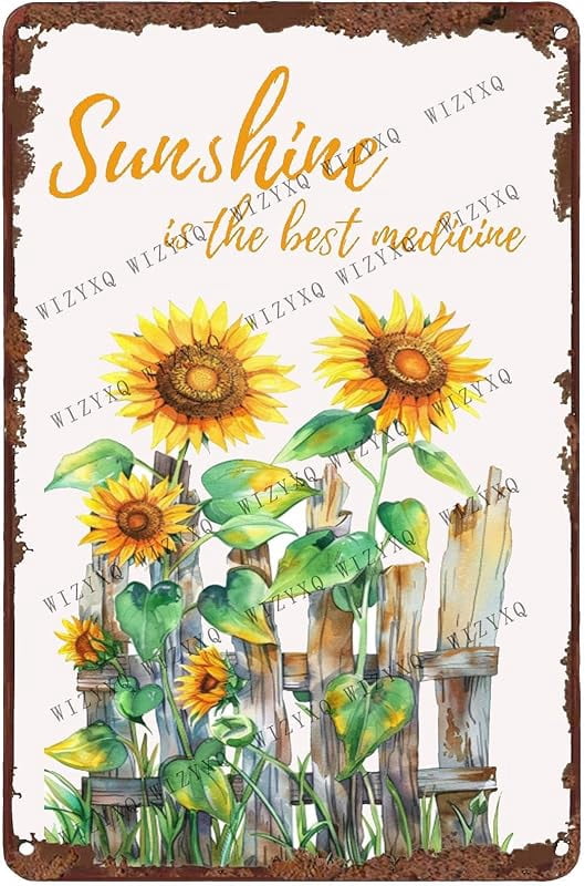 Metal Signs Bee happy Sunflowers Sign Vintage Signs Retro Aluminum ...